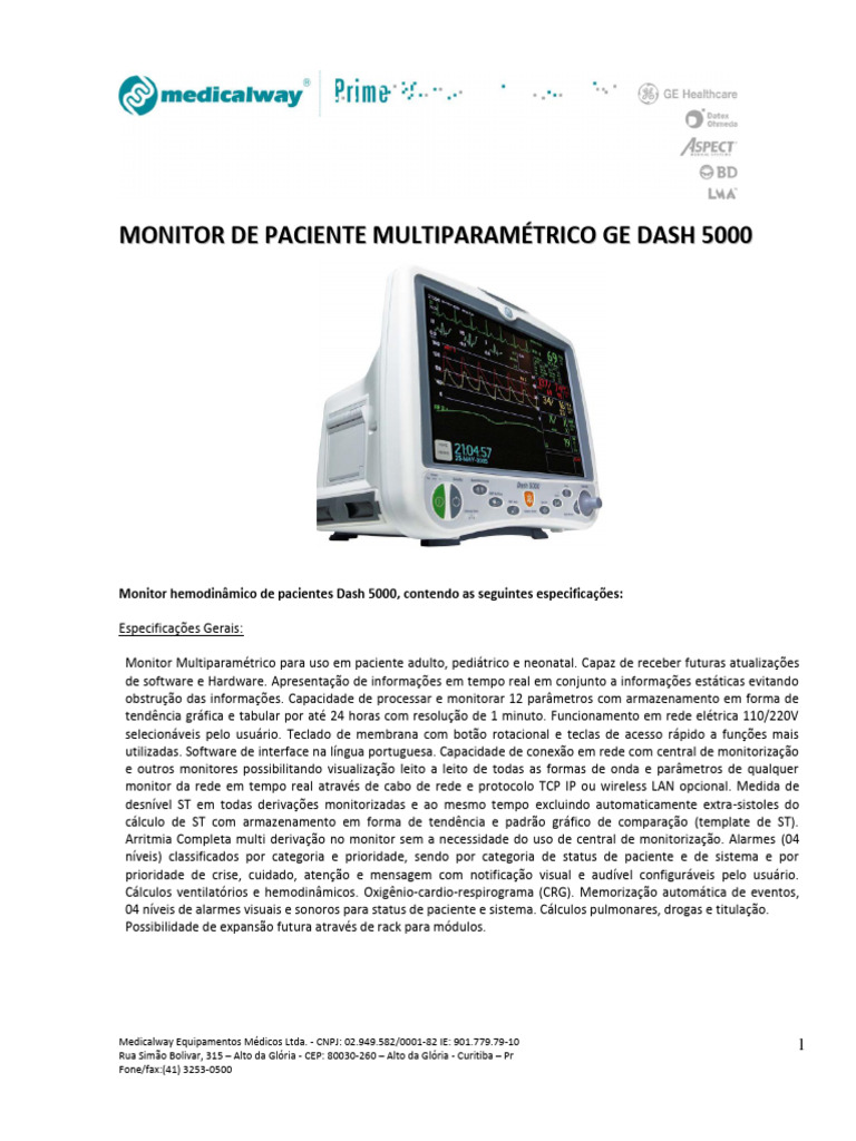 Dash 5000 - Monitor Multiparãmetros | PDF | Rede de computadores