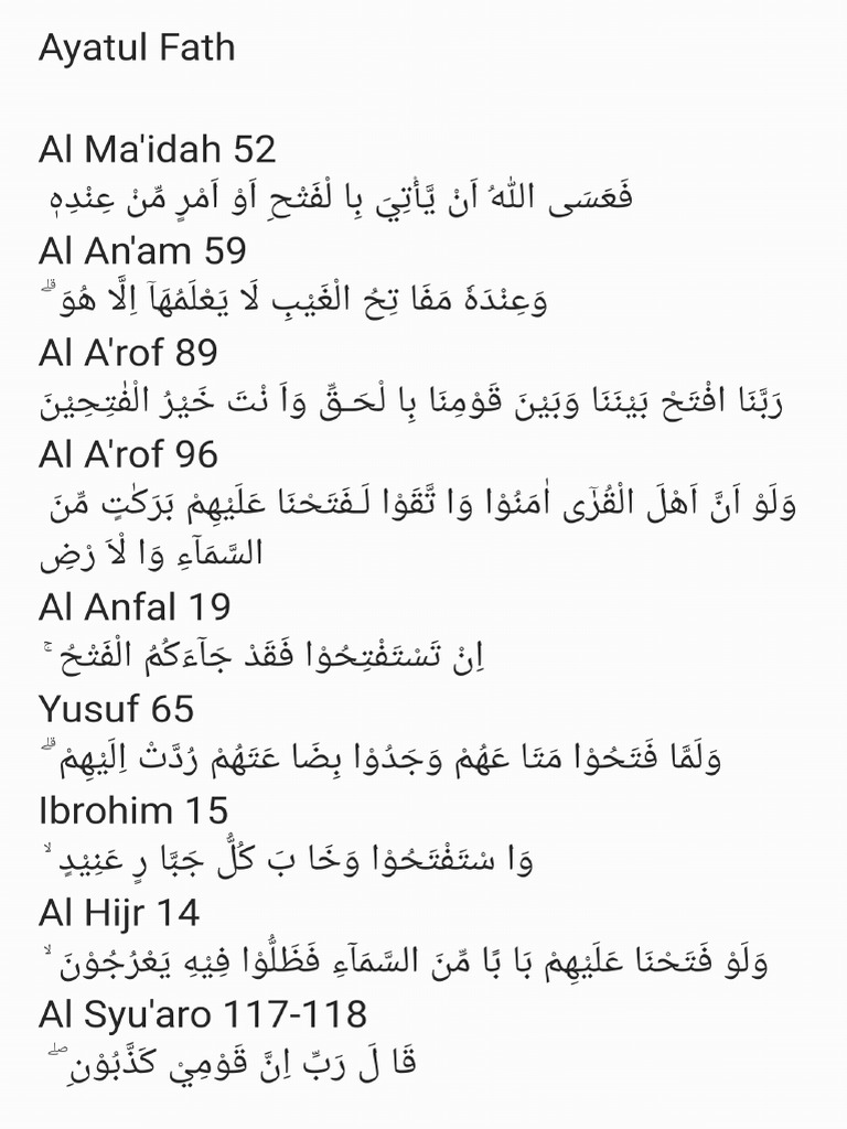 Amalan Ayatul Fath | PDF