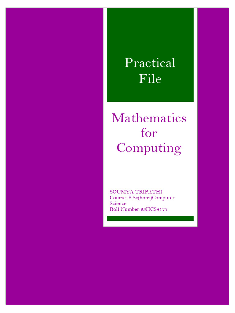 Mathematics for Computing Practical File | PDF | Matrix (Mathematics ...
