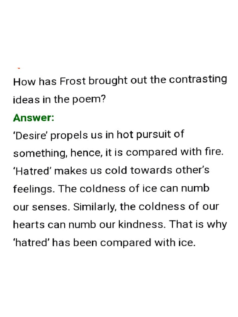 Fire and Ice Extra Ques | PDF