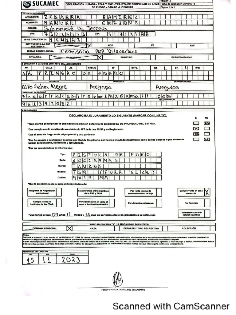 Sucamec Formularios | PDF