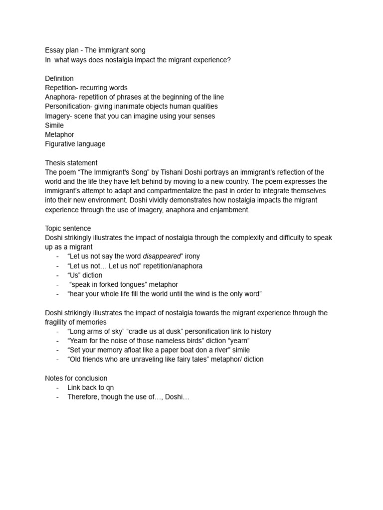 The Immigrant Song | PDF | Nostalgia | Metaphor