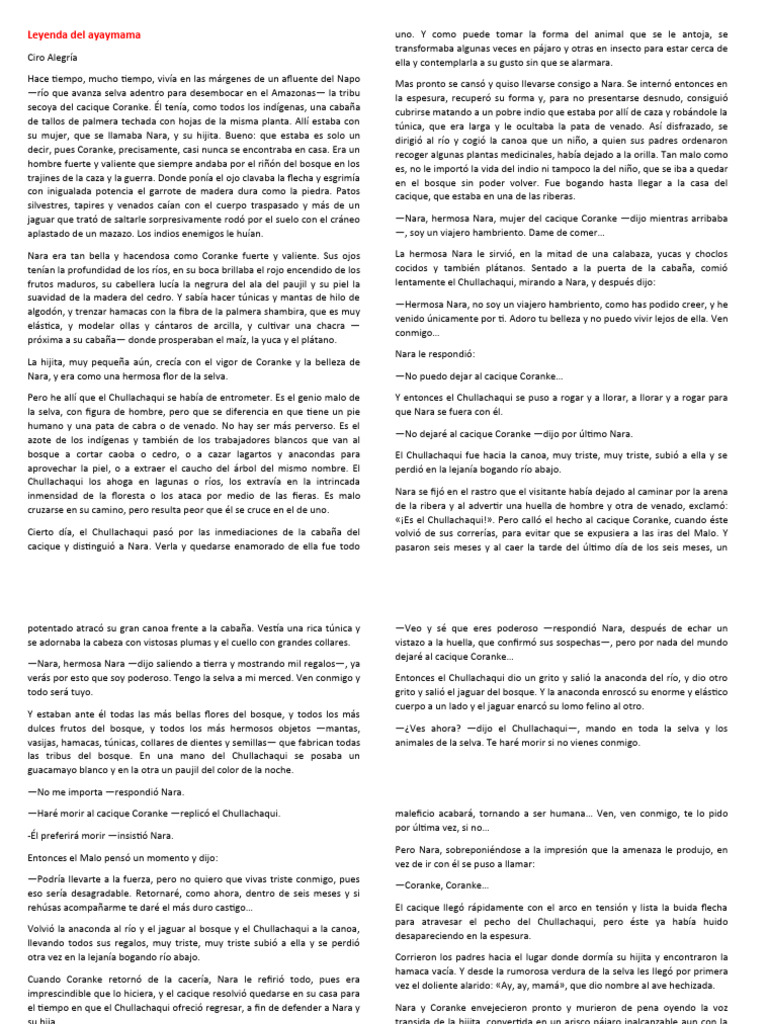 Leyenda Del Ayaymama | PDF