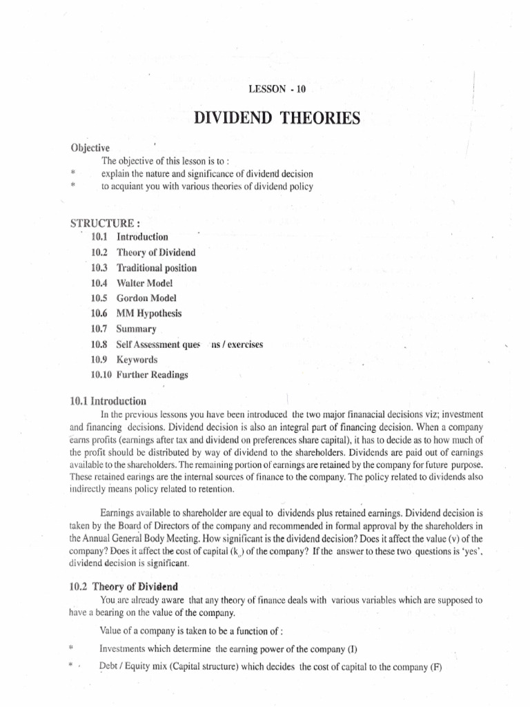 dividend theories | PDF | Dividend | Cost Of Capital