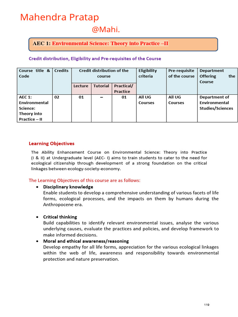 #Mahii..EVS-ll Sem.4..Syllabus | PDF | Conservation Biology | Biodiversity
