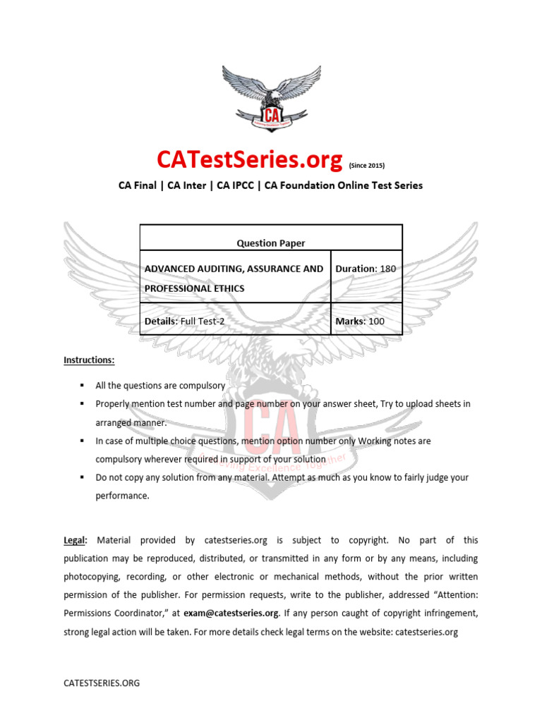 Advanced Auditing Assurance and Professional Ethics Full Test 2 May ...