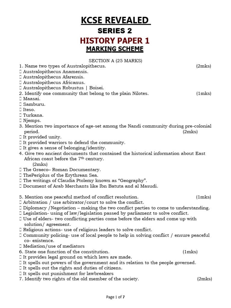 KJM S2 Hist PP1 MS | PDF | Kenya | East Africa