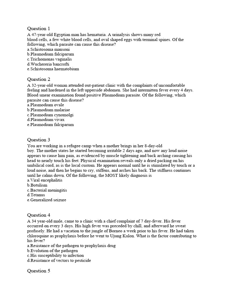 Mcq Tropmed 2020 Kosong | PDF | Diagnosis Of Hiv/Aids | Malaria