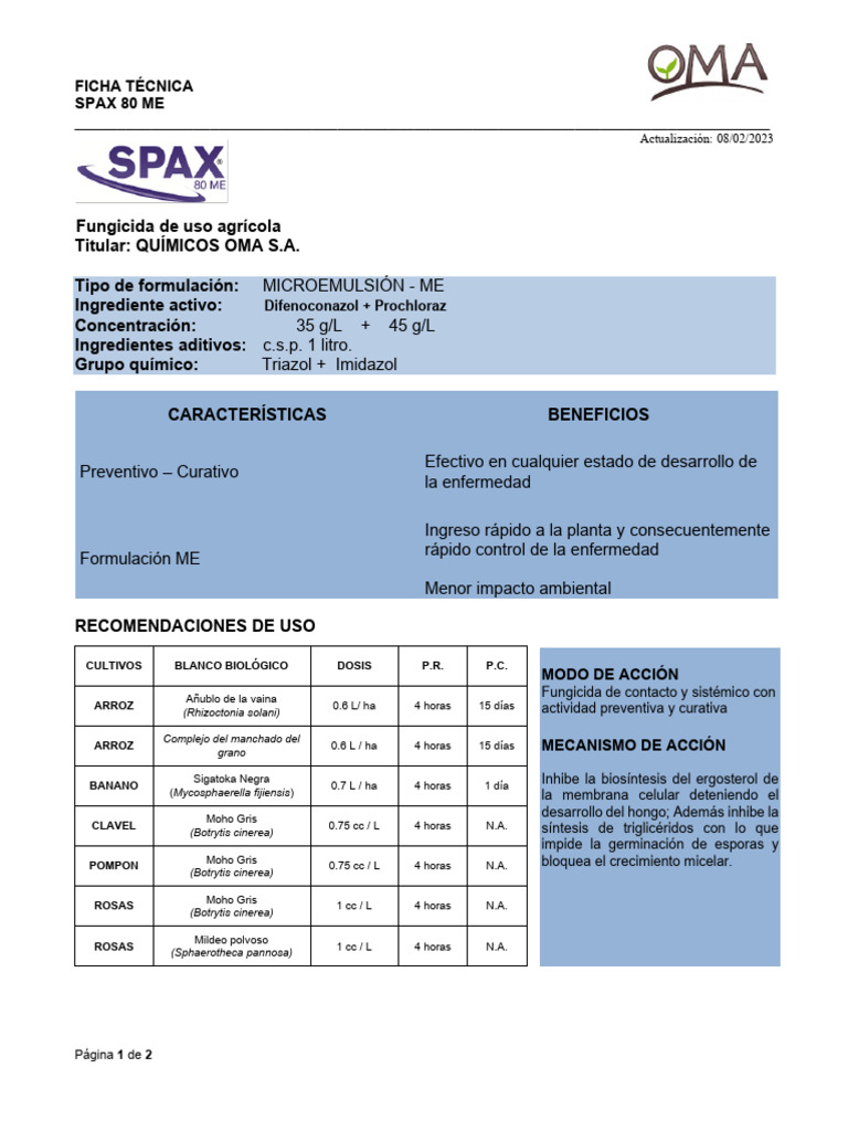 FT Spax 80 Me | PDF | Biología