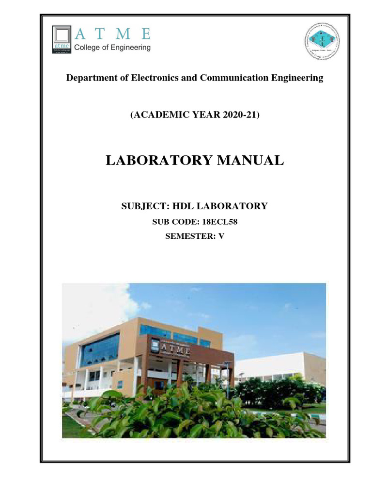 HDL Lab Manual 2020-21 | PDF | Vhdl | Hardware Description Language