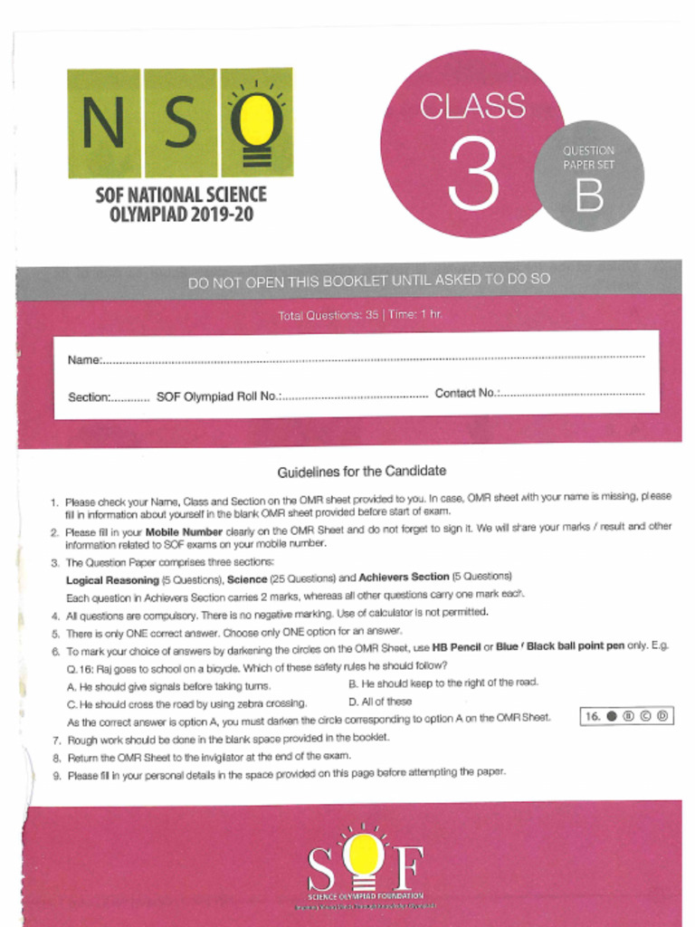 NSO - Class 3 - 2019-20 | PDF