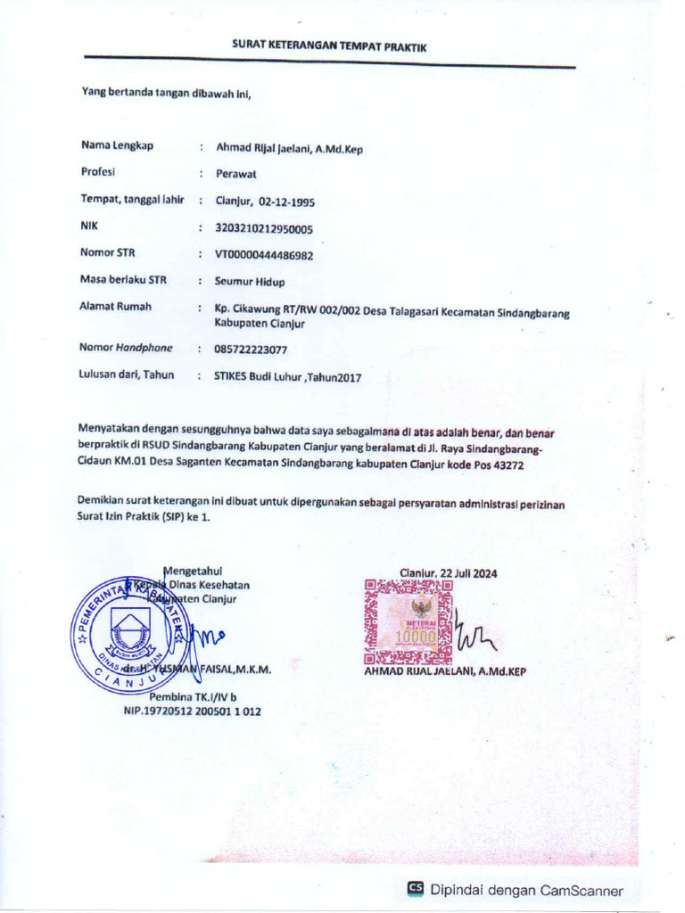 SKTP - AHMAD RIJAL JAELANI, A.Md - Kep. | PDF