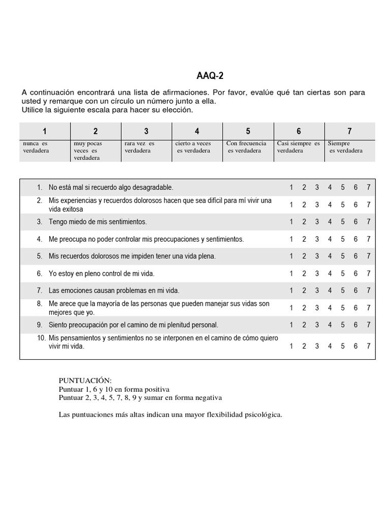 6 DIPLO NPS AM - Escala AAQ-2 para Cuidadores | PDF