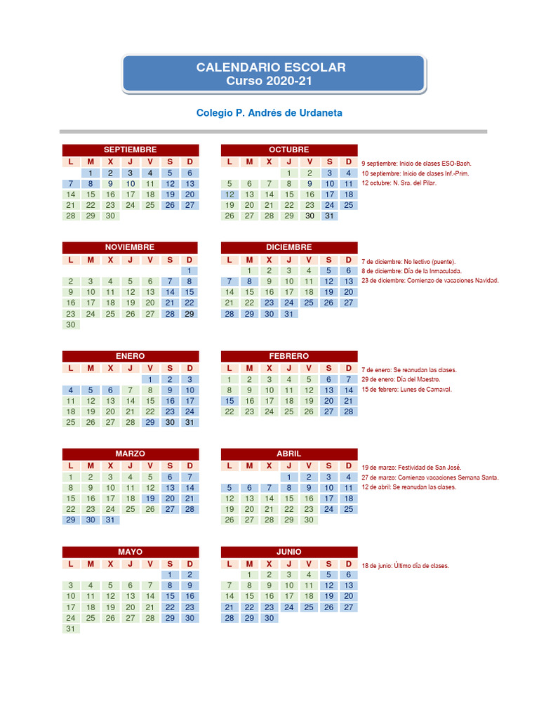 Calendario Escolar 2020 21 Web 1 Pdf