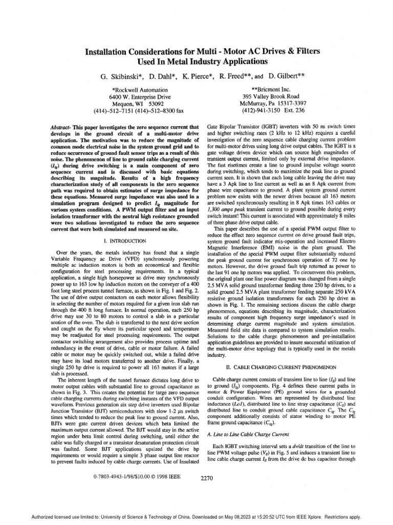 Installation Considerations For Multi-Motor AC Drives and Filters Used ...