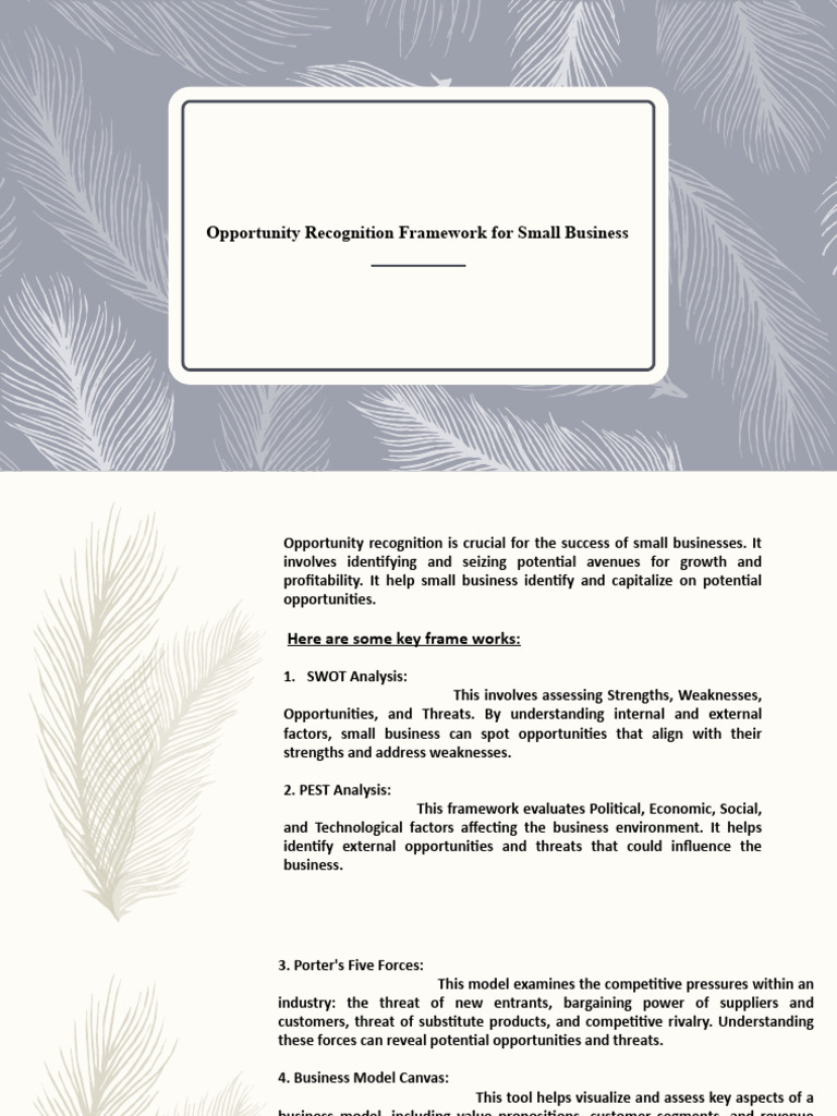 Opportunity Recognition Framework For Small Business | PDF