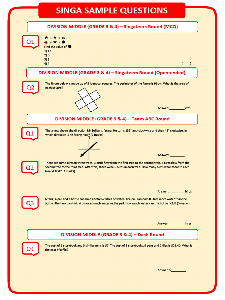 Middle Division Sample Paper | PDF | Teaching Methods & Materials ...