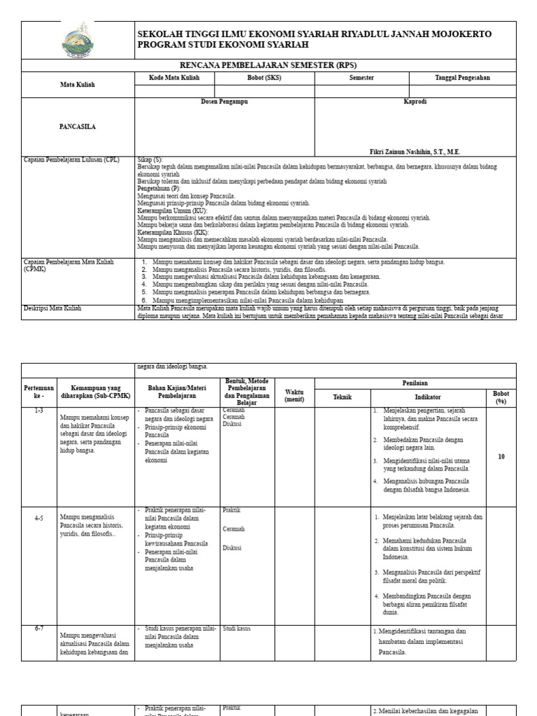 RPS Pancasila Fix | PDF