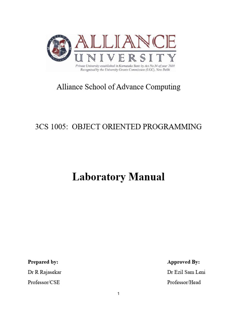 Updated OOPs Lab Manual 2024 | PDF | C++ | Class (Computer Programming)