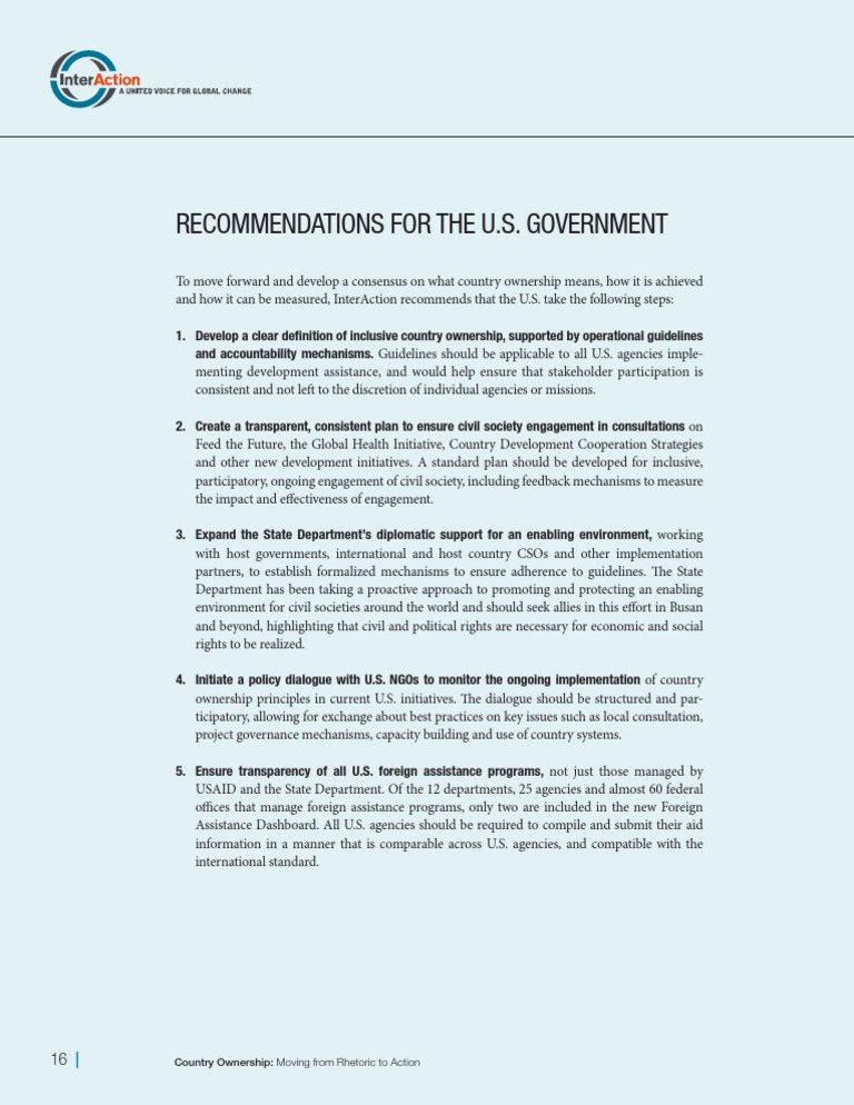 U.S. Country Ownership Recommendations | PDF | Business | Politics