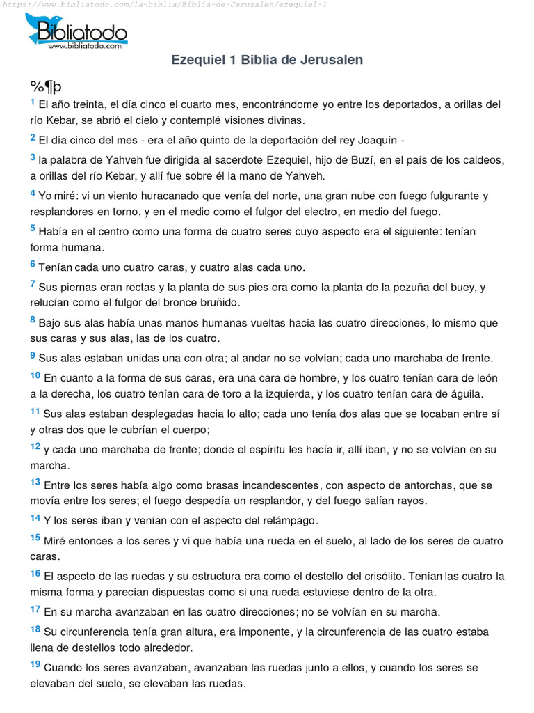 Ezequiel 1 Biblia De Jerusalen Pdf Ezequiel