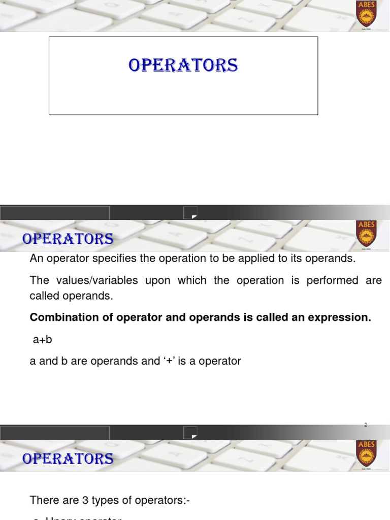 Operators | PDF | Mathematics | Computer Programming
