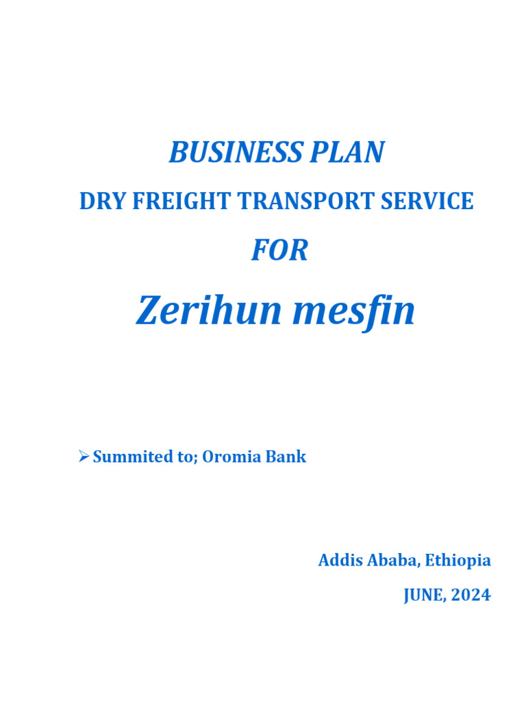 Business Plan for Dry Freight Transport | PDF | Interest | Loans