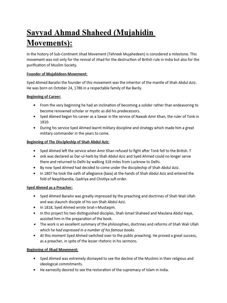 Pre Sayyid Ahmad Shaheed | PDF | Jihad