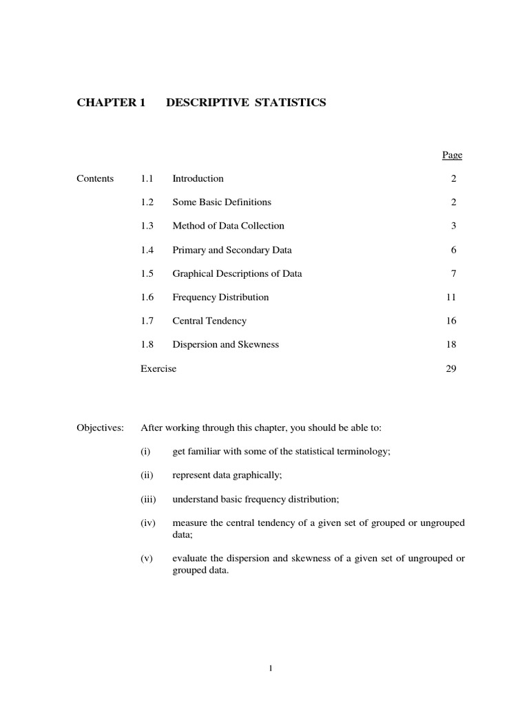 Chapter 1 Descriptive Statistics | PDF | Statistics | Survey Methodology
