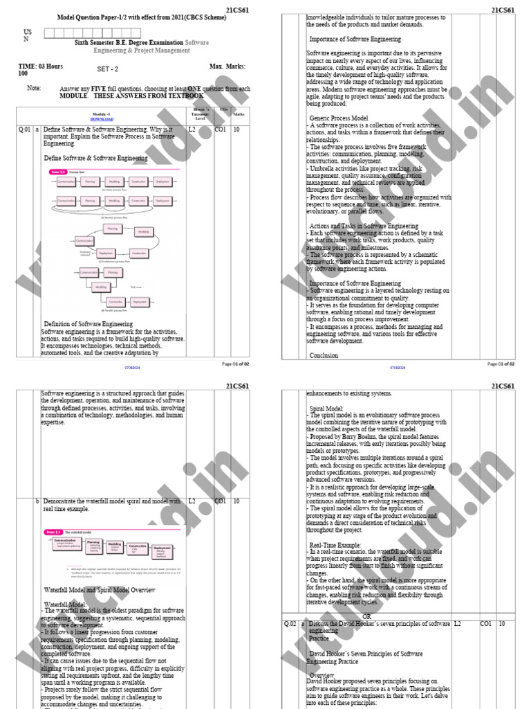 21CS61 Set2 | PDF | Use Case | Software Development Process