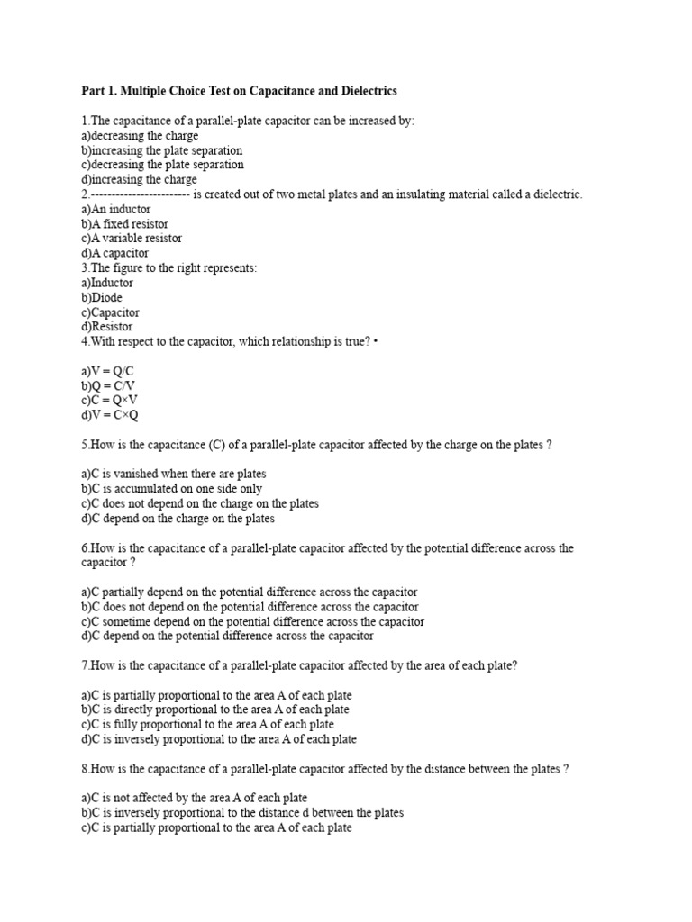 Capacitor-quiz | PDF | Capacitance | Capacitor