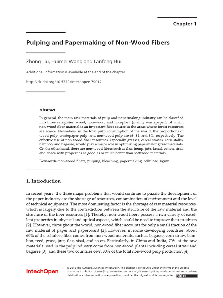 Pulping and Papermaking of Non-Wood Fibers | PDF | Pulp (Paper) | Paper