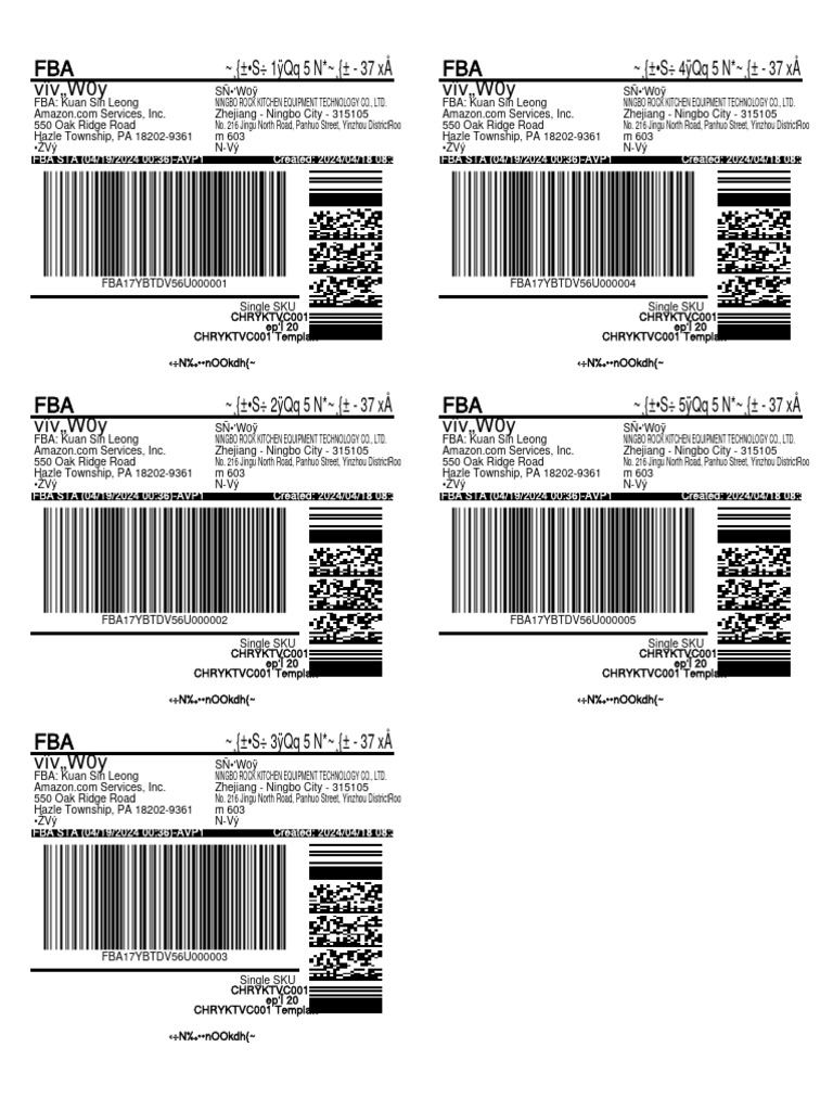 FBA Shipment Details for CHRYKTVC001 | PDF