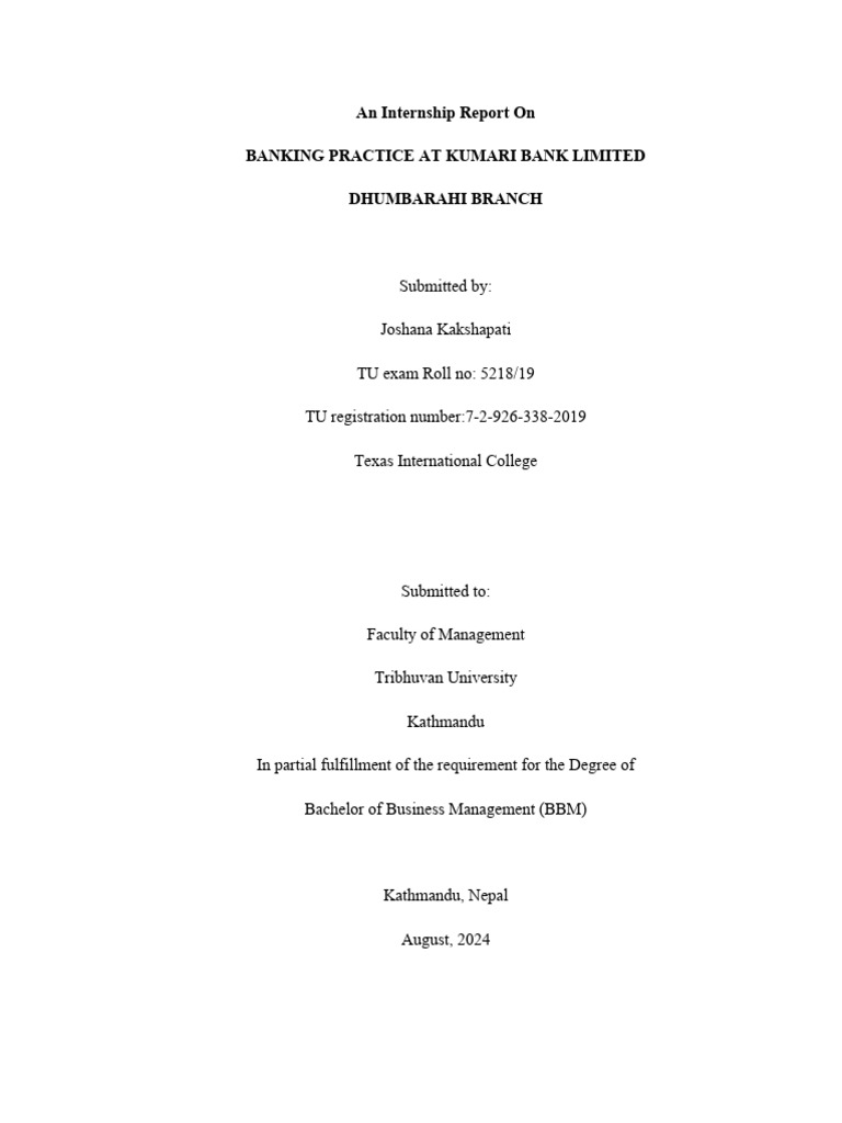 Intern Report | PDF | Banks | Debit Card