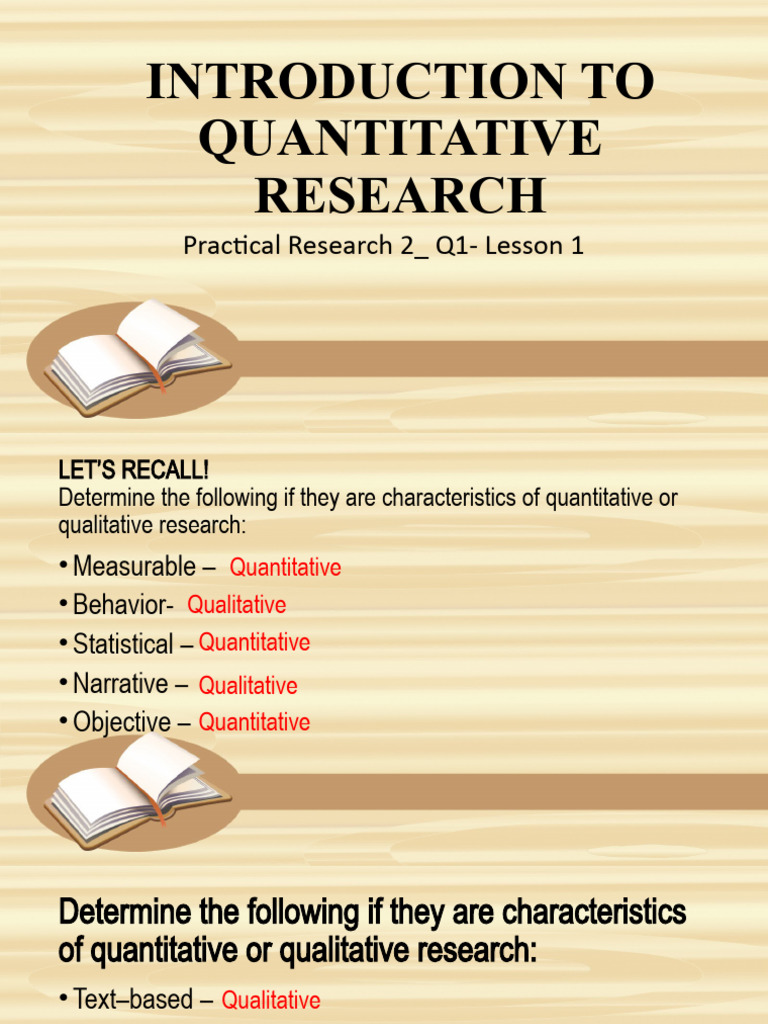 q1 Lesson 1 Introduction To Quantitative Research | PDF | Quantitative ...