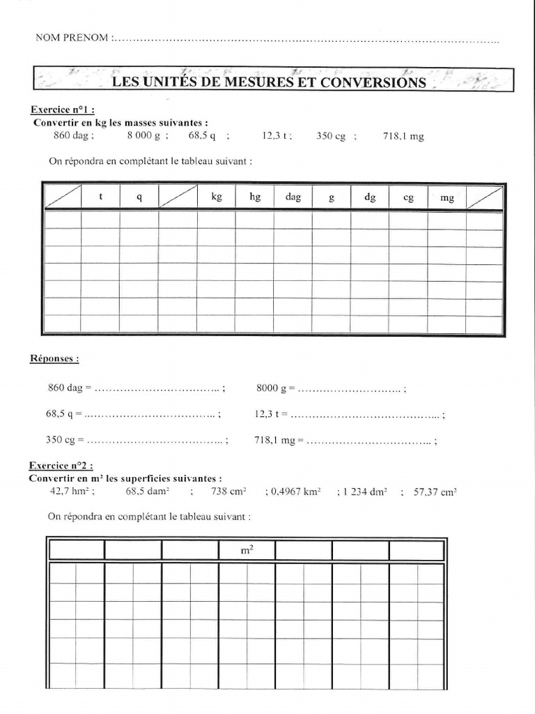Exercices Conversions | PDF