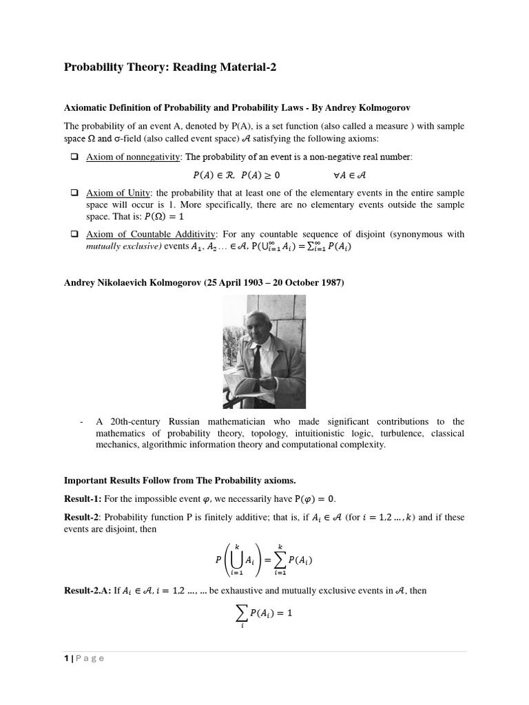 Probability_Reading Material-2 (1) | PDF | Probability Theory | Mathematics