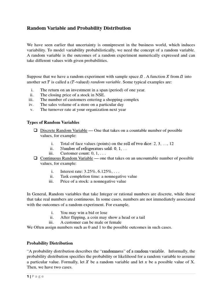 Reading Material 3 | PDF | Probability Distribution | Random Variable