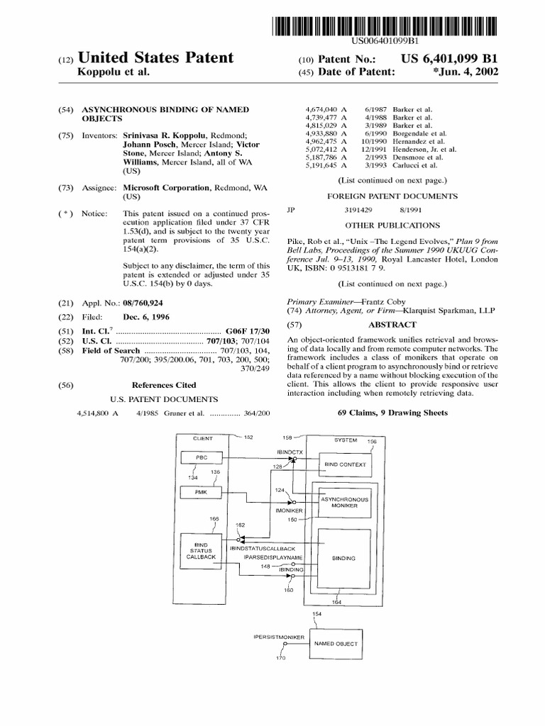 US6401099 | PDF | Computer Data Storage | Class (Computer Programming)