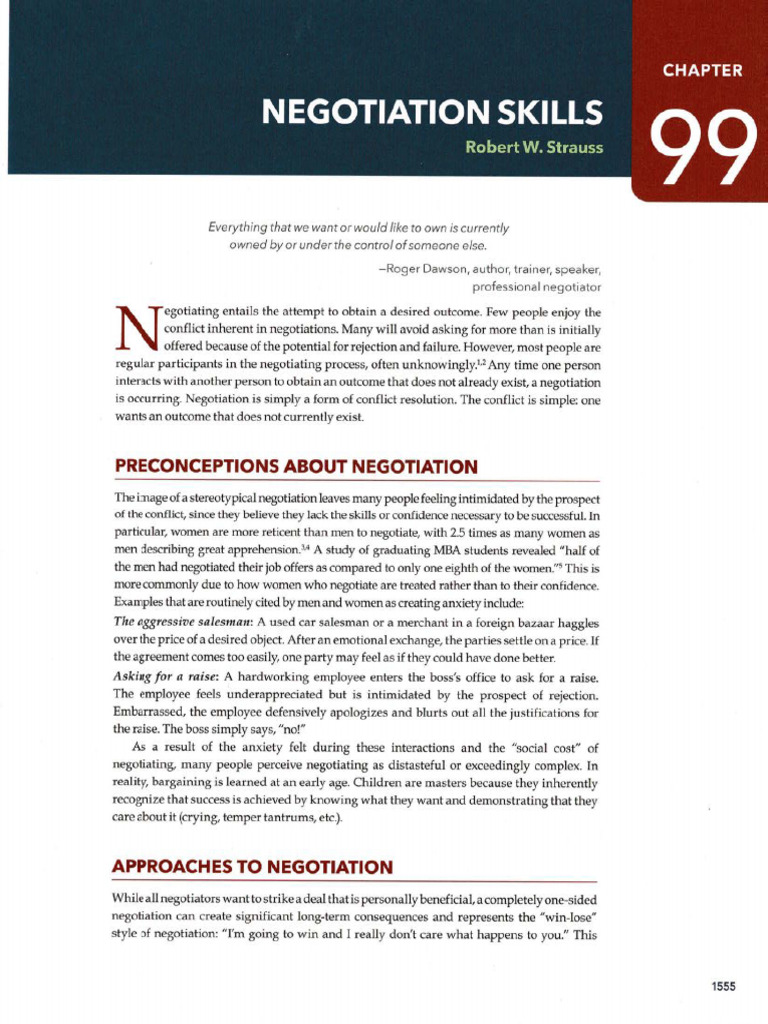 Negotiating Skills - Robert Strauss | PDF