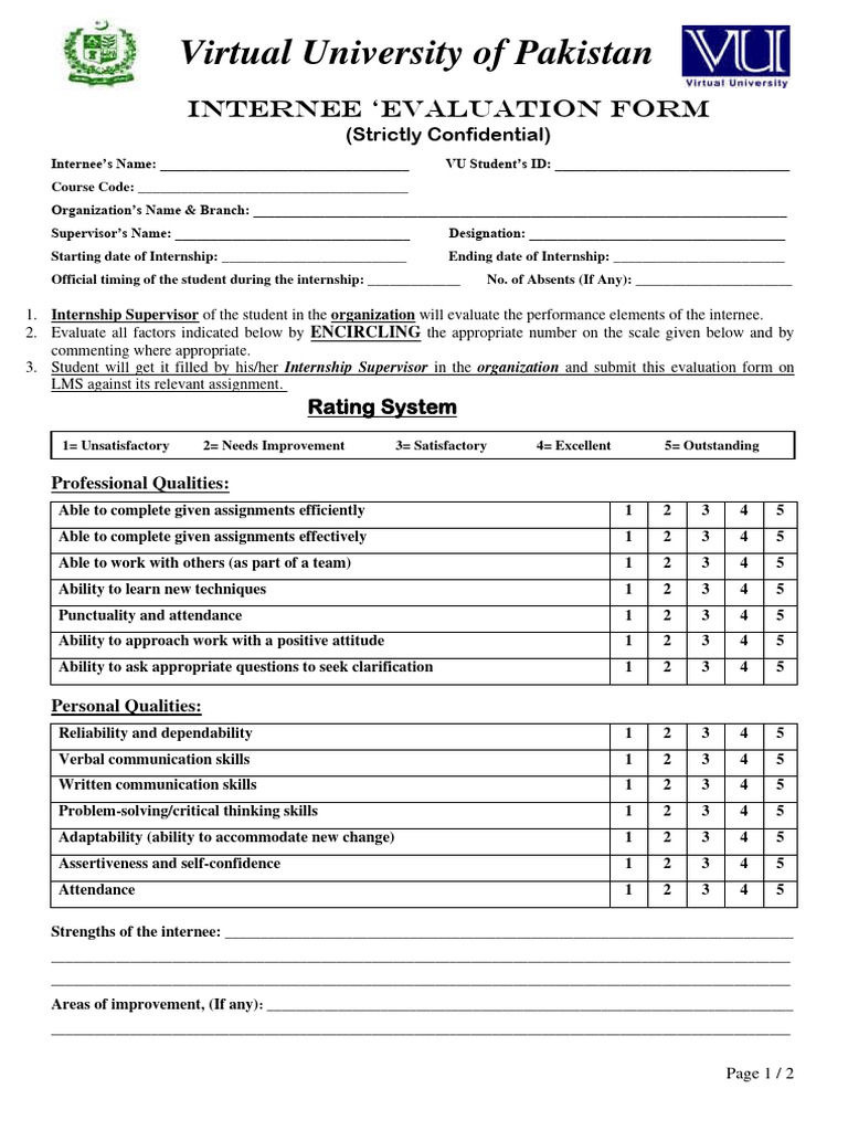 Internee Evaluation Form | PDF | Behavior Modification | Human Communication