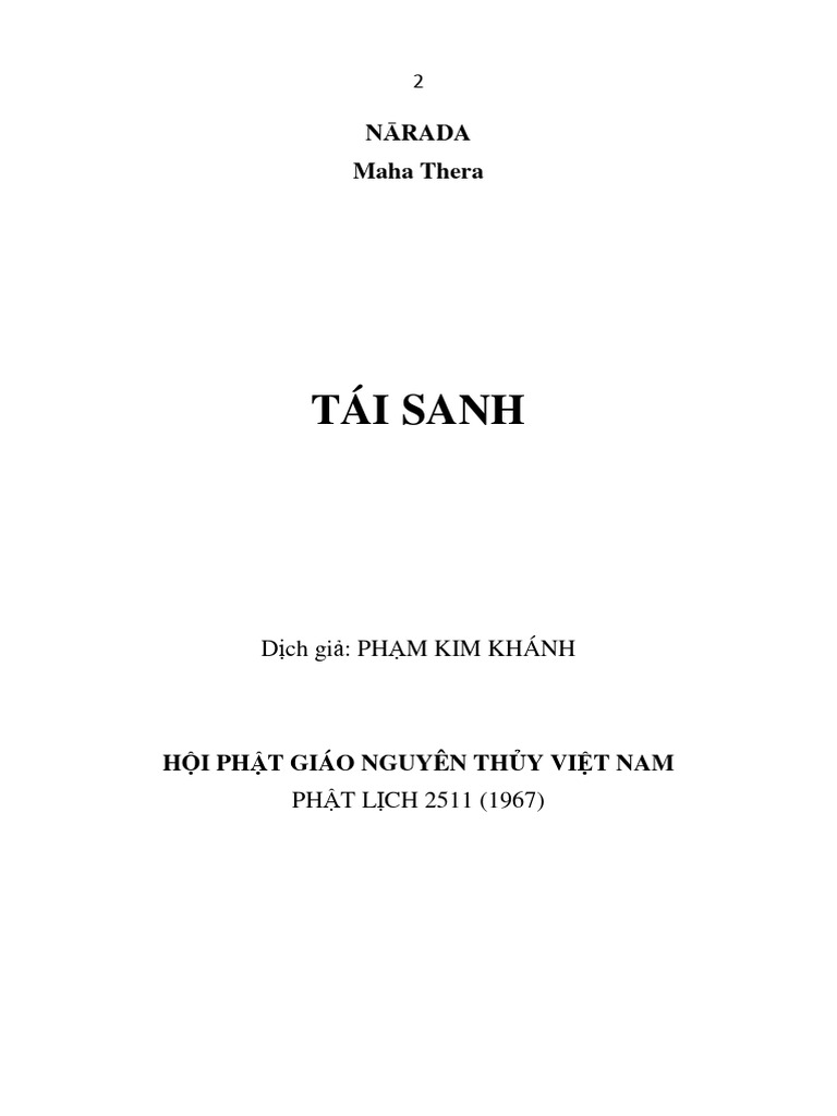 Tai Sanh - Narada Maha Thera | PDF