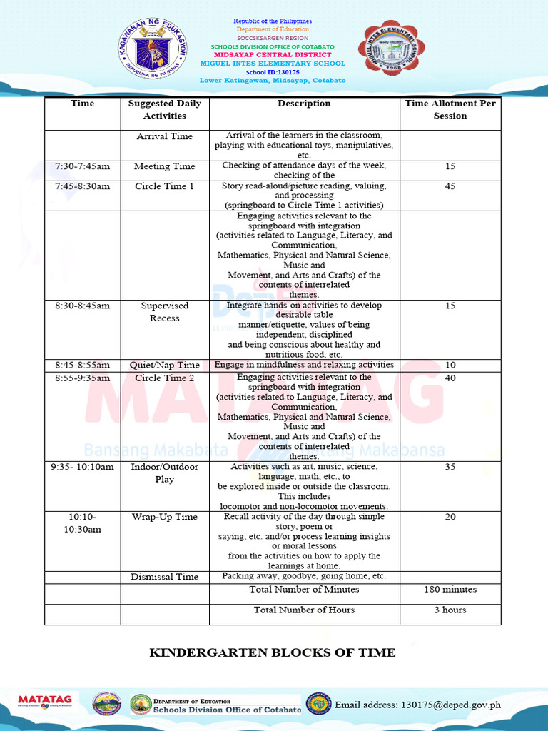 KD Matatag Class Program | PDF | Learning | Cognition
