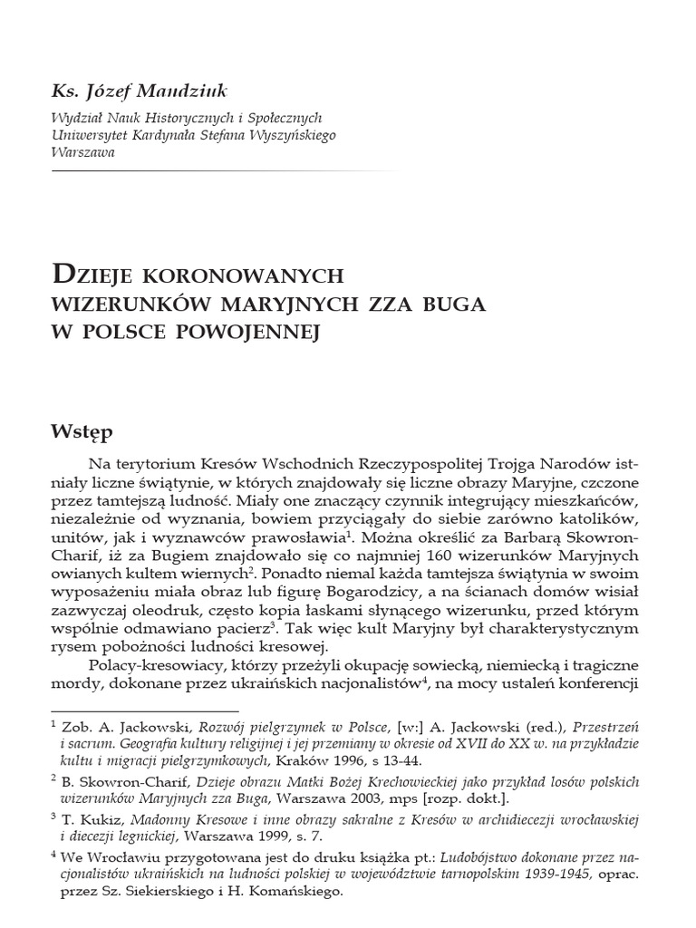 Ks Jozef Mandziuk 2005 Dzieje Koronowanych Wizerunkow Maryjnych Zza ...