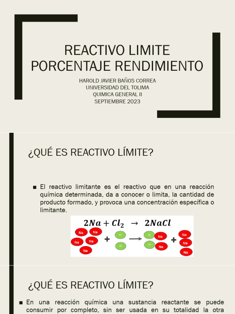 Ejemplos de Reactivo Limitante | PDF | Reacciones químicas | Reactivo