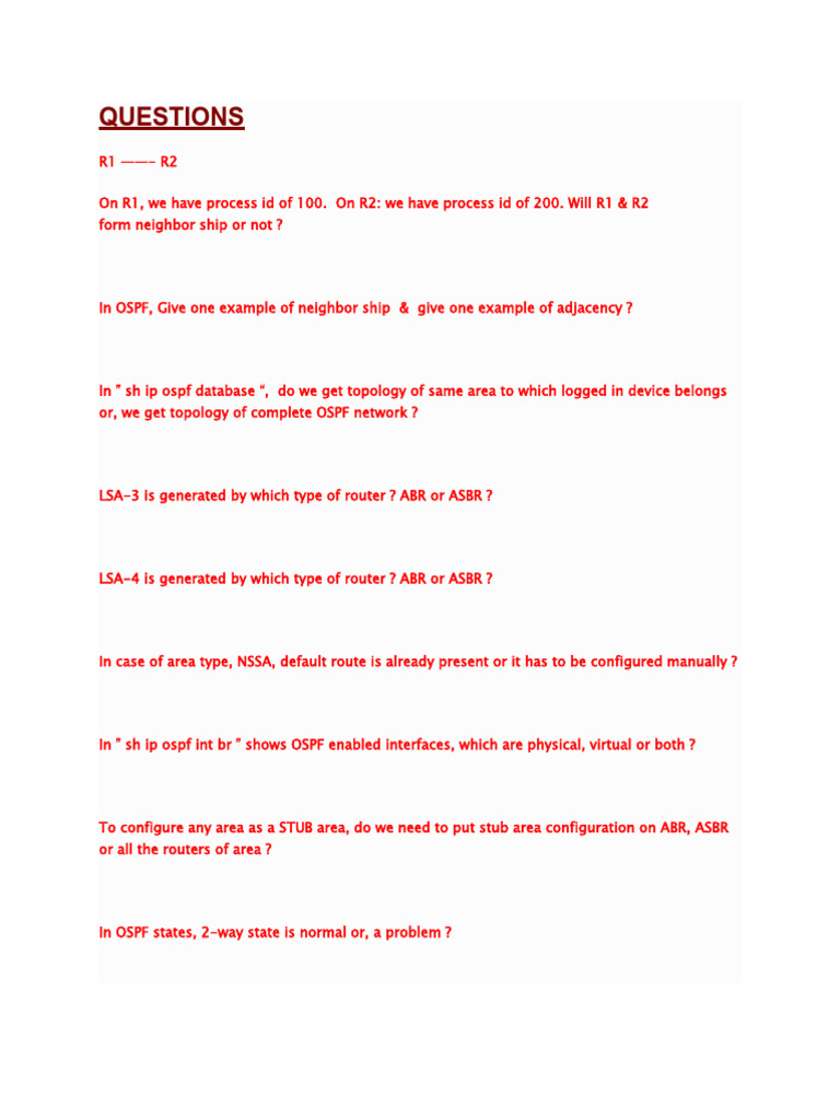 Ospf Questions With Anserws | PDF | Internet | Communications Protocols