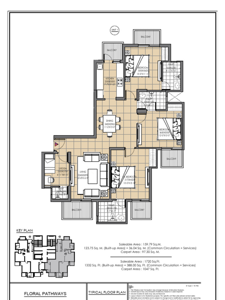 Typical Unit Plan - 1720sqft | PDF | Buildings And Structures ...