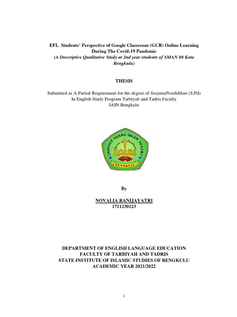 EFL Students' Perspective of Google Classroom (GCR) Online Learning ... EFL Students' Perspective of Google Classroom (GCR) Online Learning ...