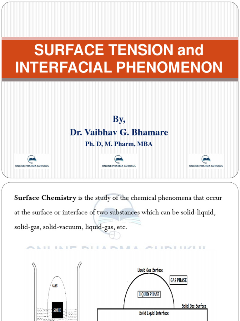 Sy - PP I - Surface Tension and Interfacial Phenomenon | PDF | Adsorption | Surfactant