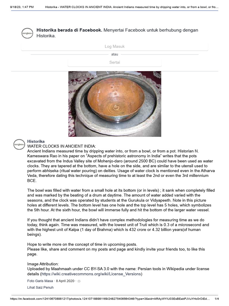 Historika - Water Clocks in Ancient India | PDF